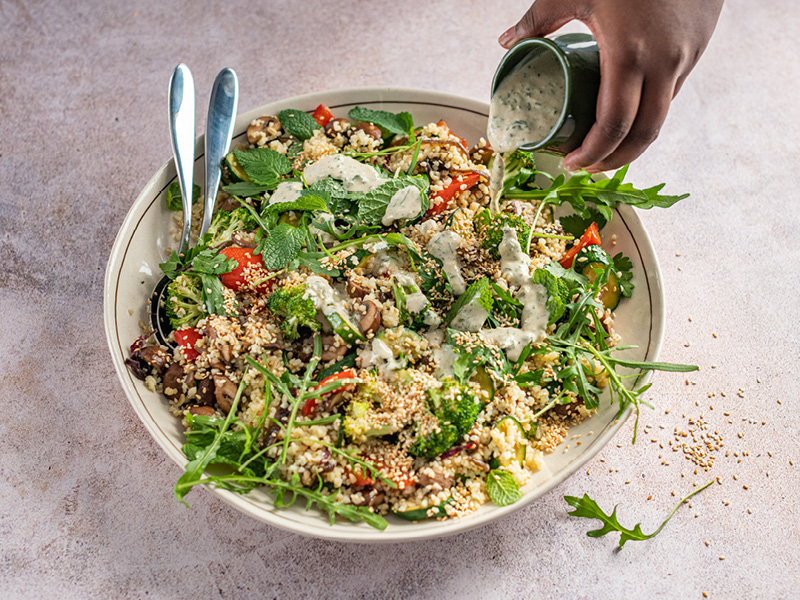 COLOURFUL BULGAR WHEAT SALAD WITH TAHINI DRESSING | Salads Recipes ...